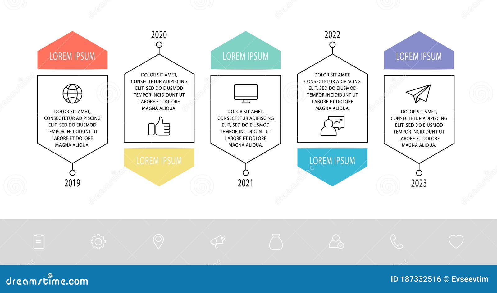 Vector Infograph Flat Template. Shape With Arrow For Five Diagrams ...
