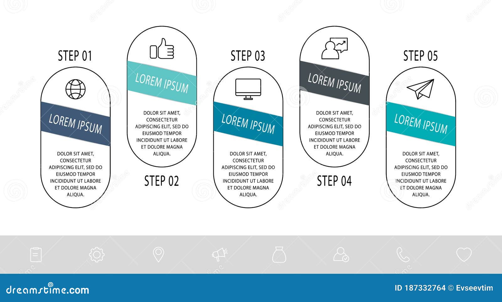 Vector Infograph Flat Template. Shape with Arrow for Five Diagrams ...