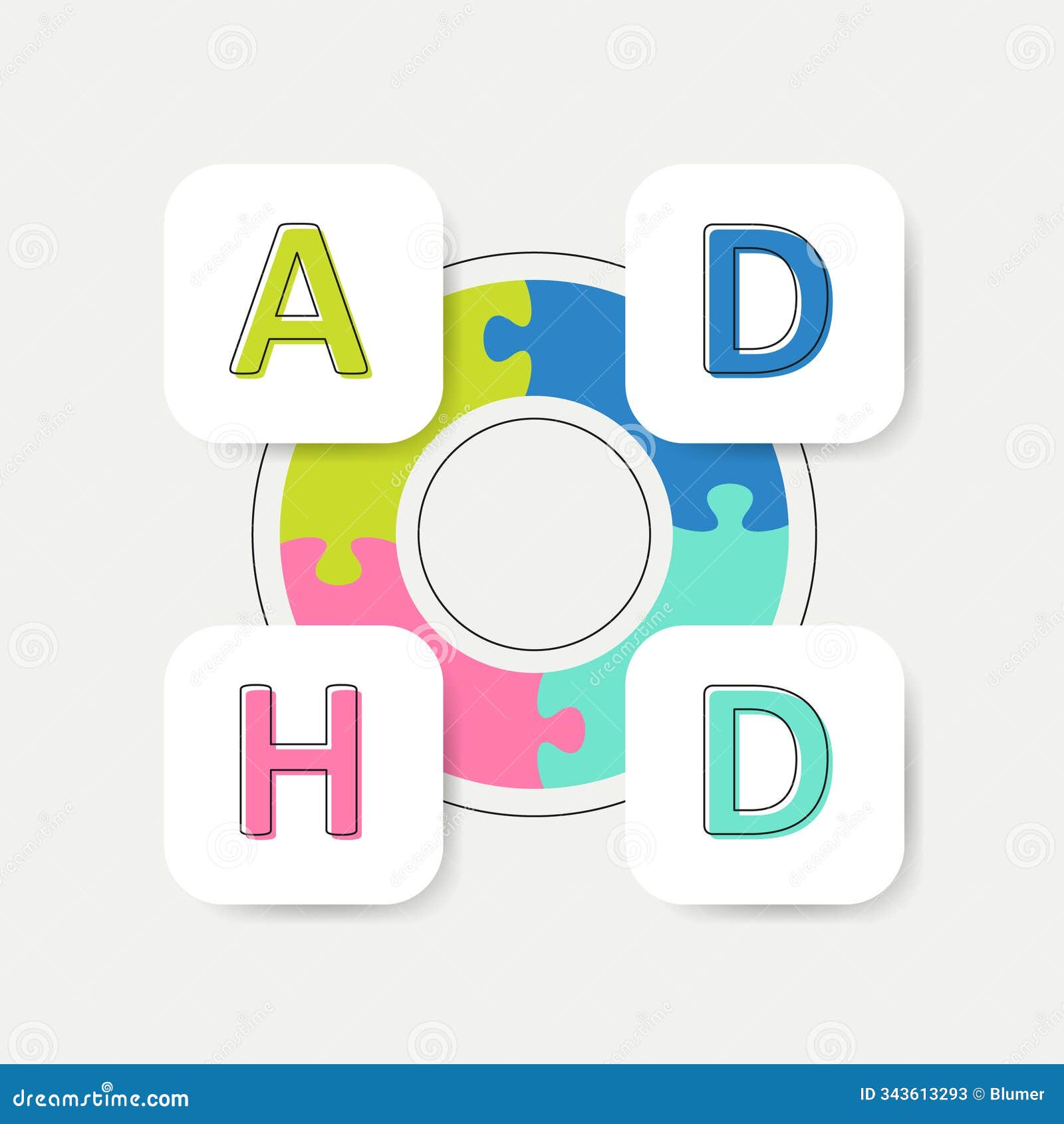 Vector Infographic ADHD Puzzle Pie Chart Diagram Stock Vector ...