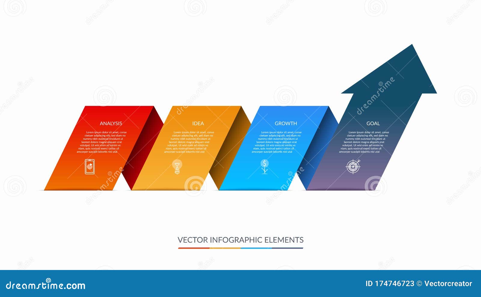 Vector Infographic Arrow Process Chart with 4 Steps. Stock Vector ...