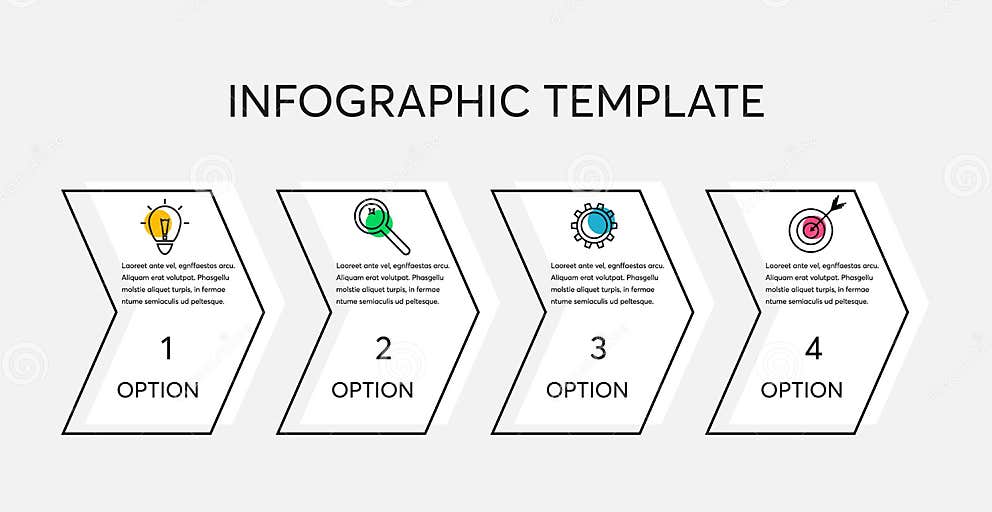 Vector Infographic from 4 Arrows with Icons and Text. Simple ...
