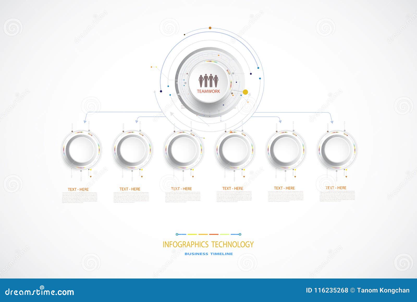 Vector Infographic Timeline Technology Template with 6 Step. Stock ...