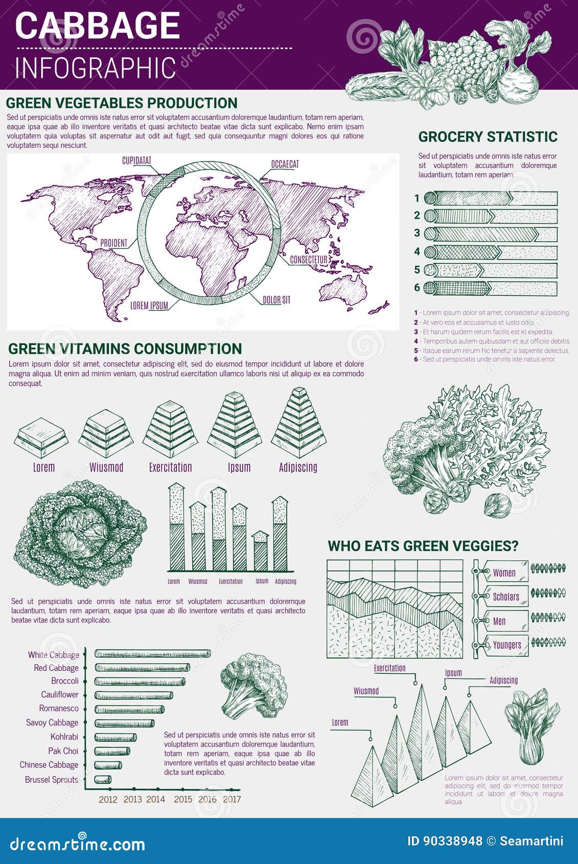 Vector Infographic Cabbage Vegetable Products Stock Vector ...