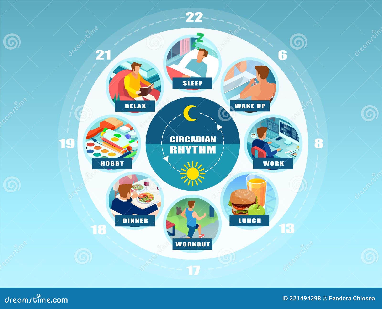 Vector Infographic of a Circadian Rhythm and daily Routine of a Young ...