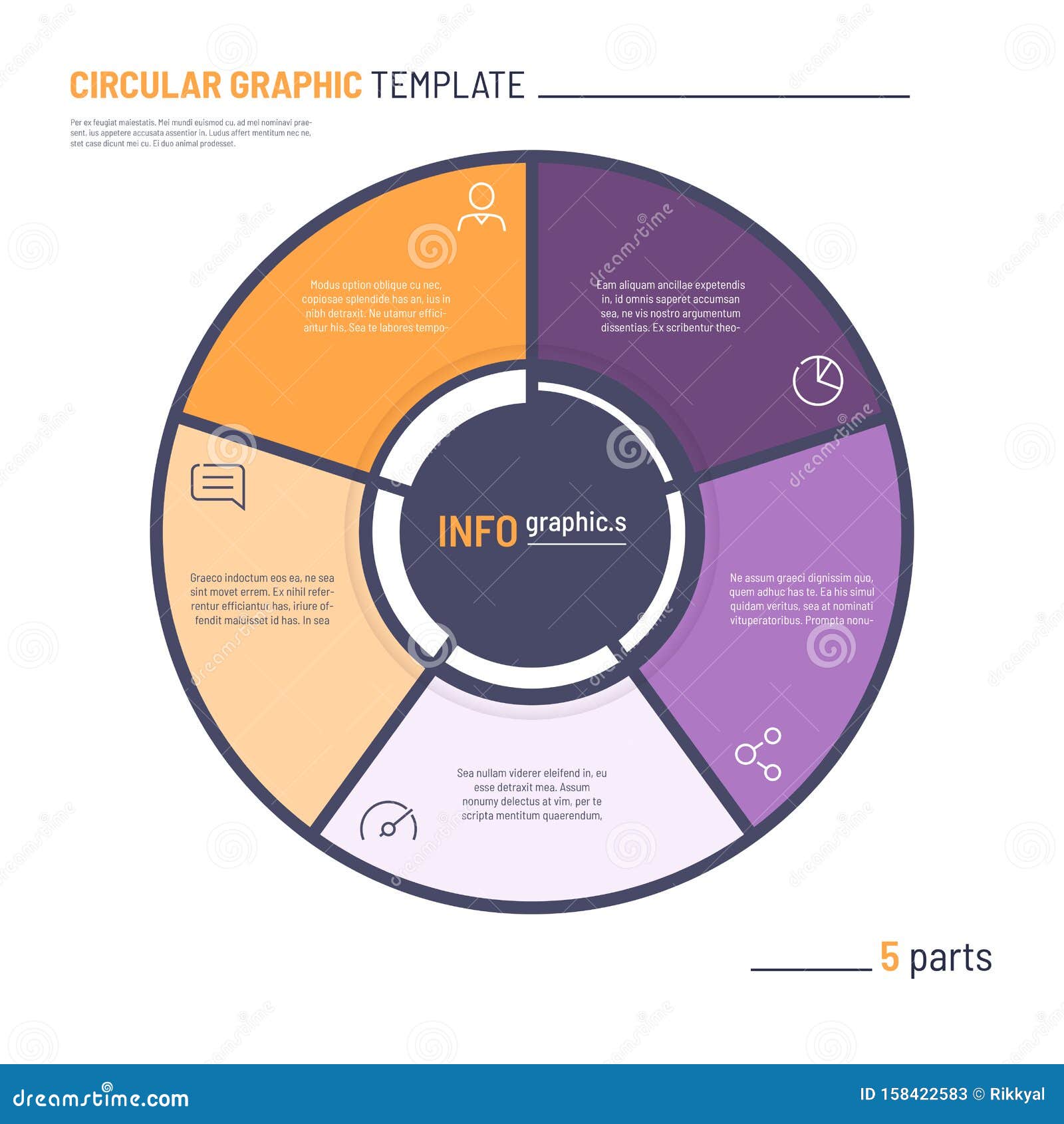 Vector Infographic Circle Chart Template. Five Parts Stock Vector ...
