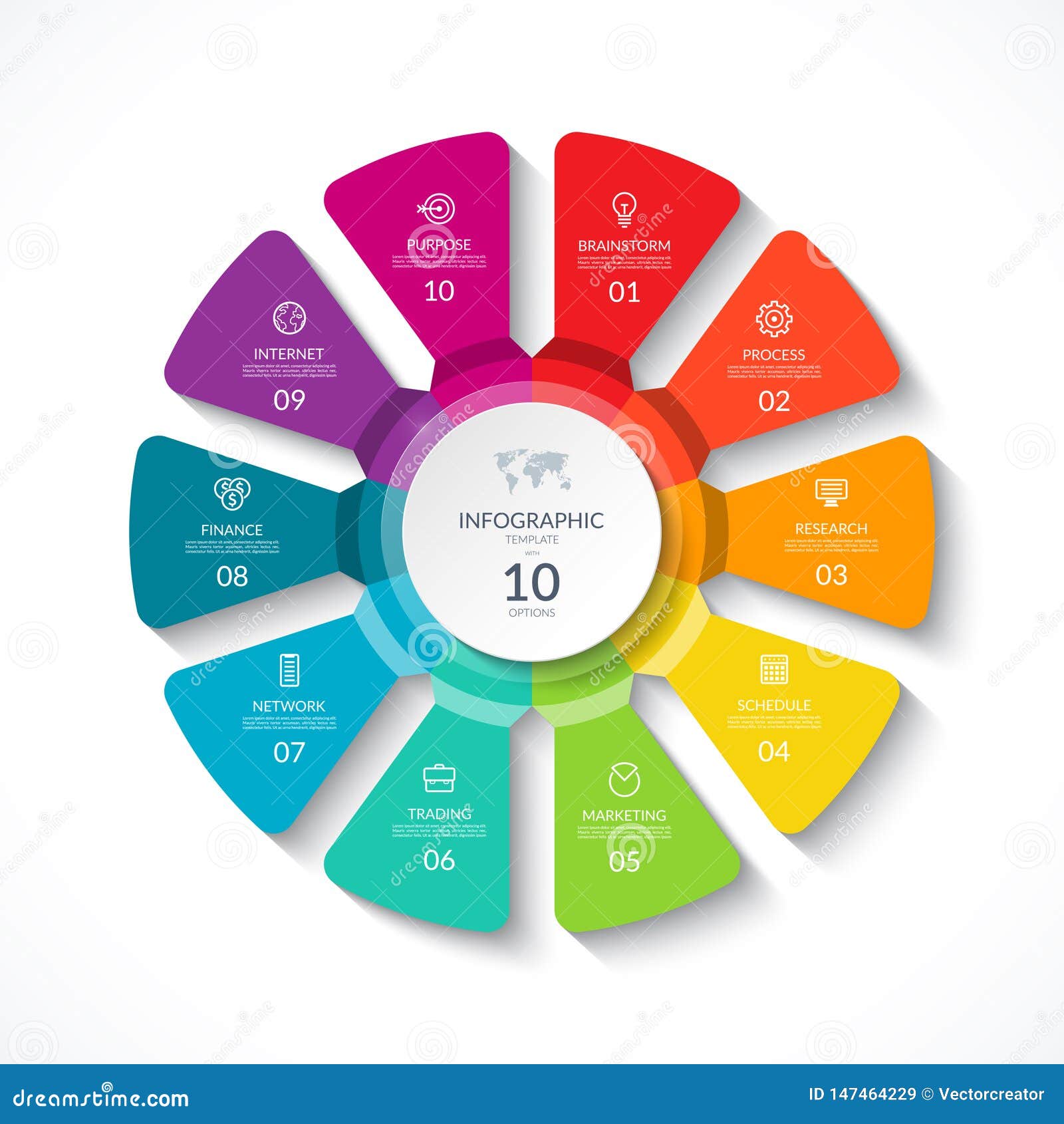 Vector Infographic Circle. Cycle Diagram with 10 Options Stock Vector ...