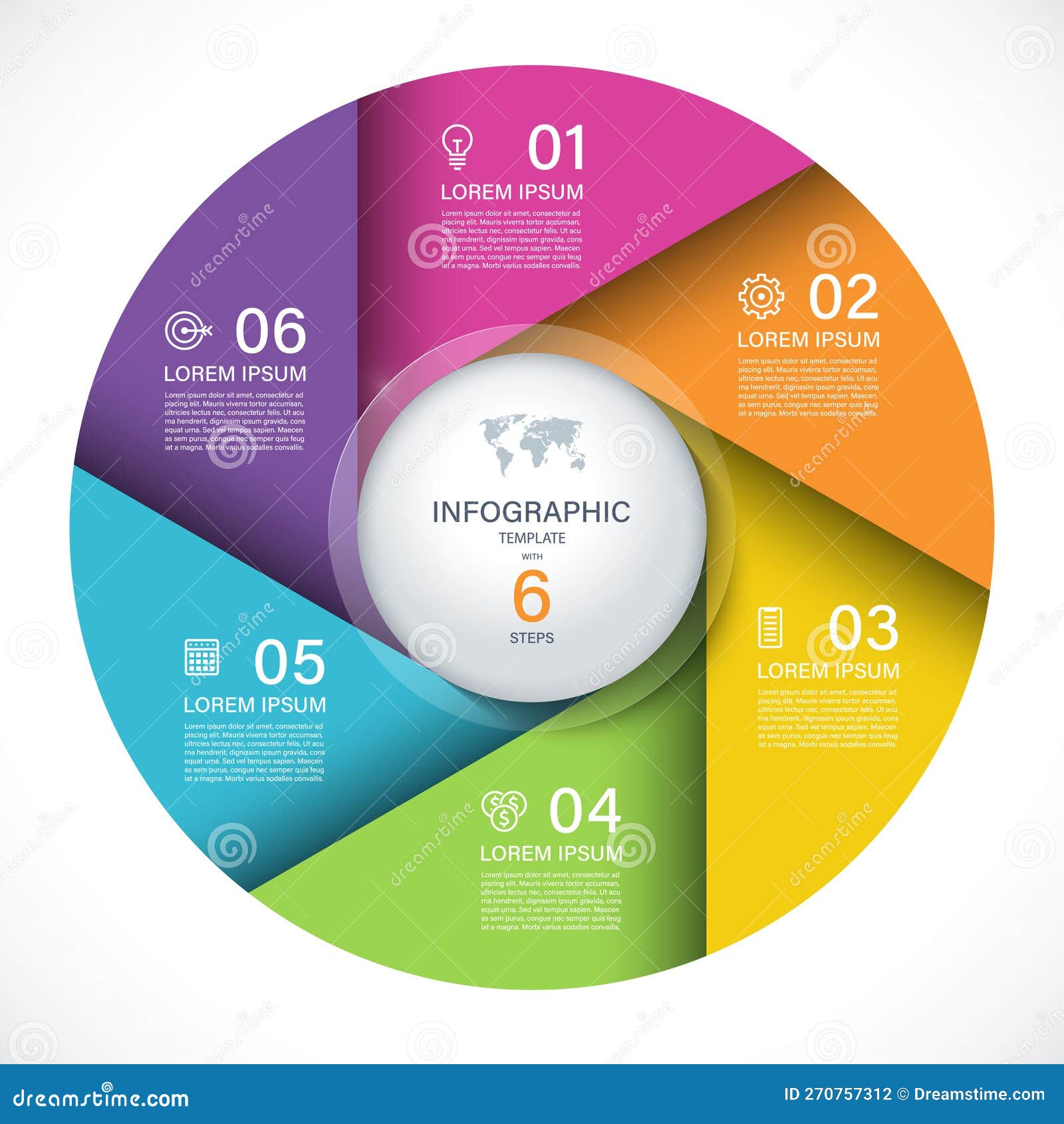 Vector Infographic Circle. Cycle Diagram with 6 Steps. Round Chart that ...