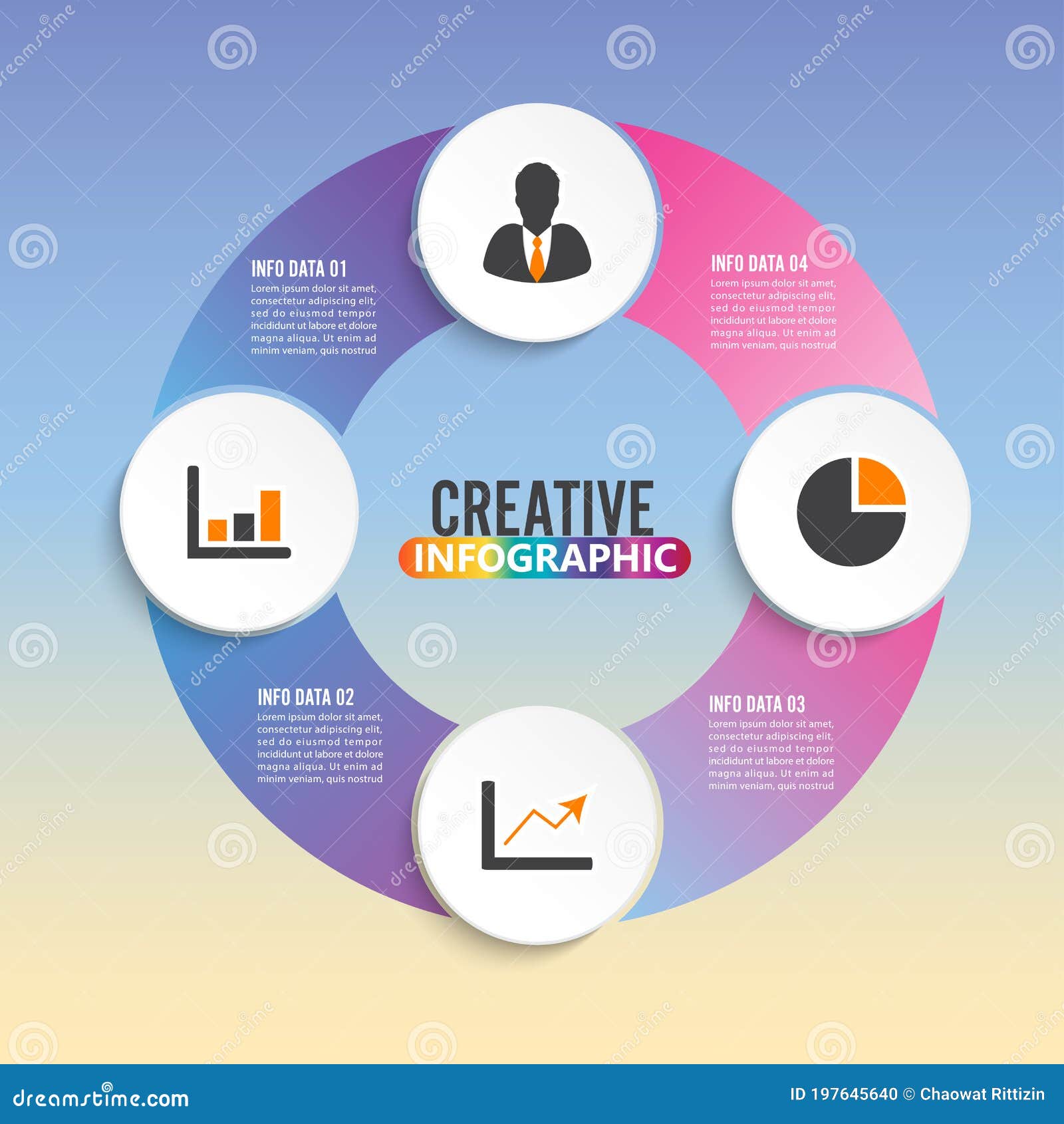 Vector Infographic Circle Template with 4 Steps, Parts, Options ...