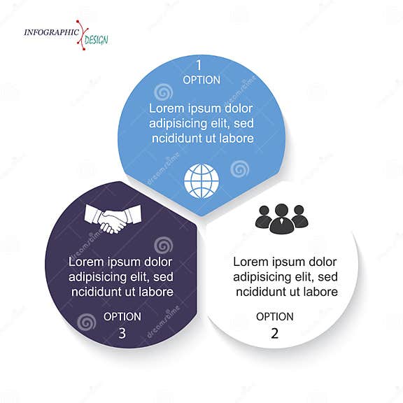 Vector Infographic Circles Business Template with Three Segments Stock ...