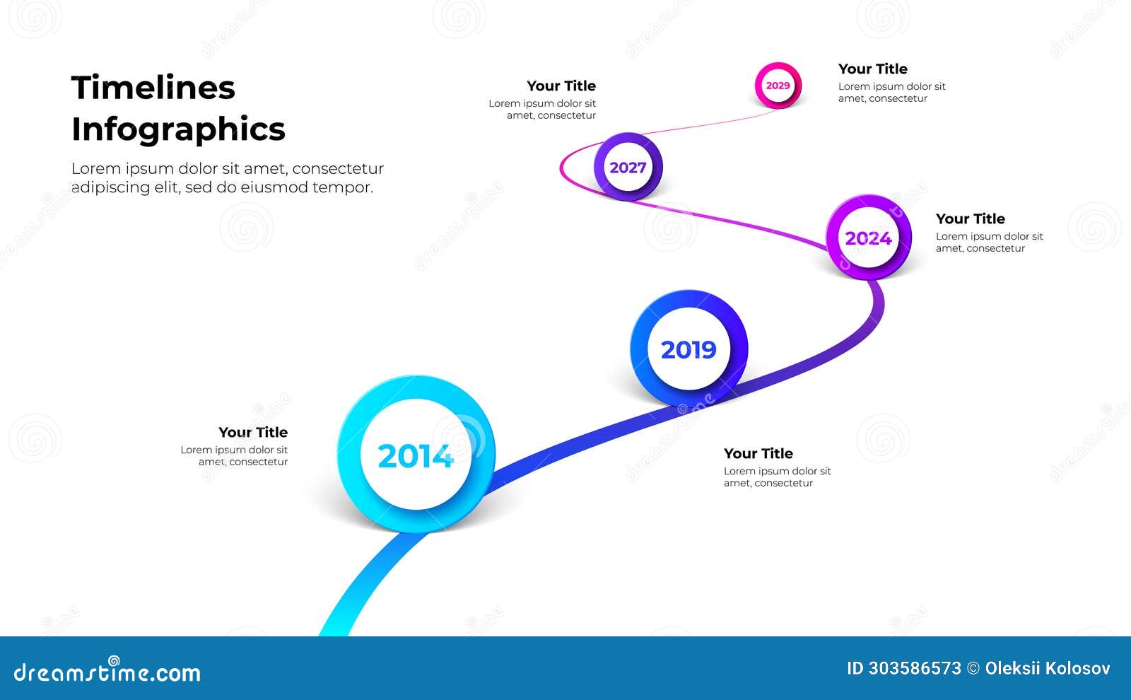 5 Years Timeline Infographic Vertical Multi Colored Hexagon Numbers ...