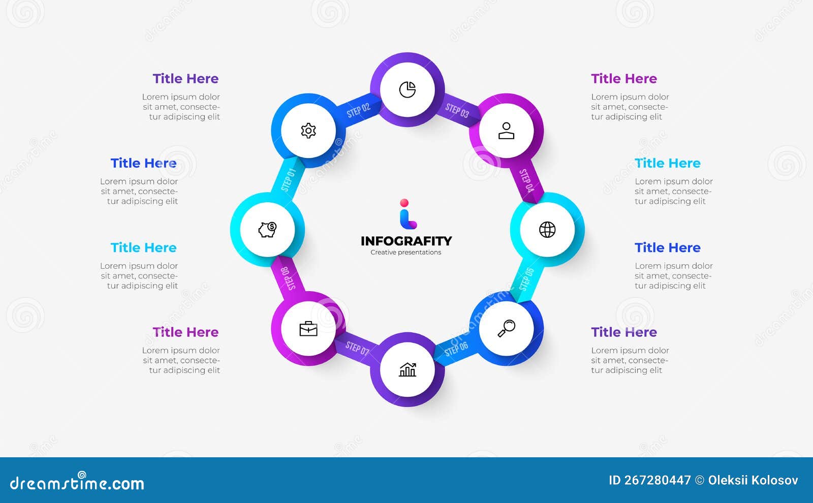Vector Infographic. Cycle Diagram with 8 Options Stock Illustration ...