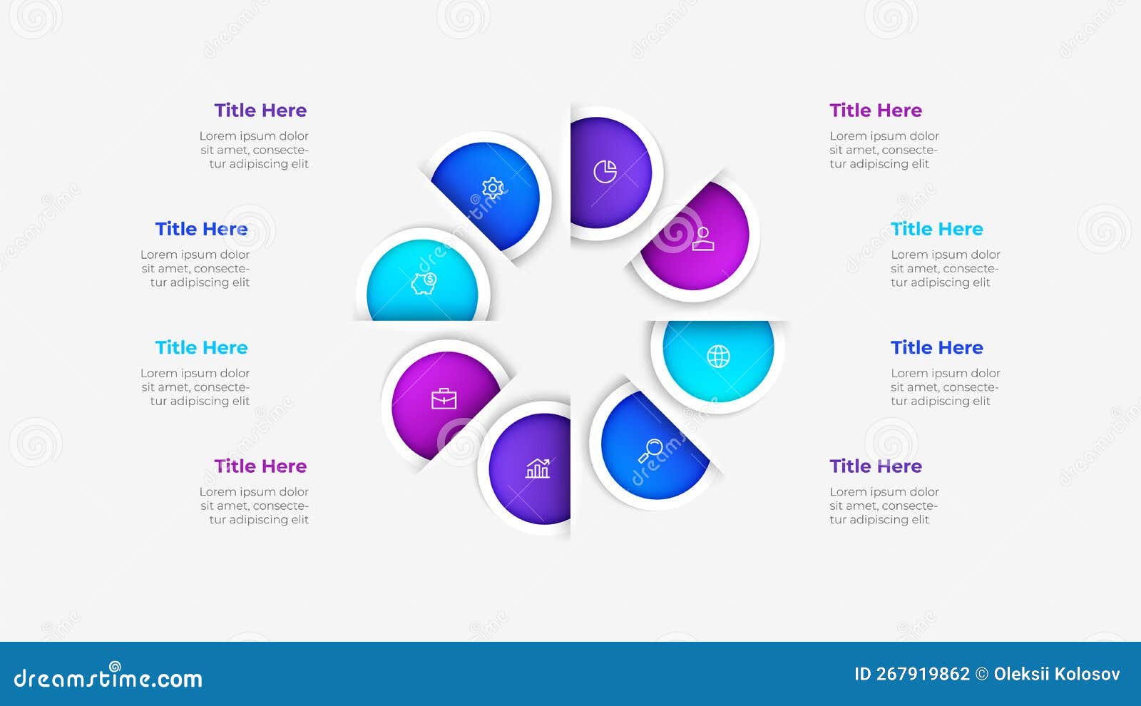 Vector Infographic. Cycle Diagram With 8 Options, Steps Or Processes ...