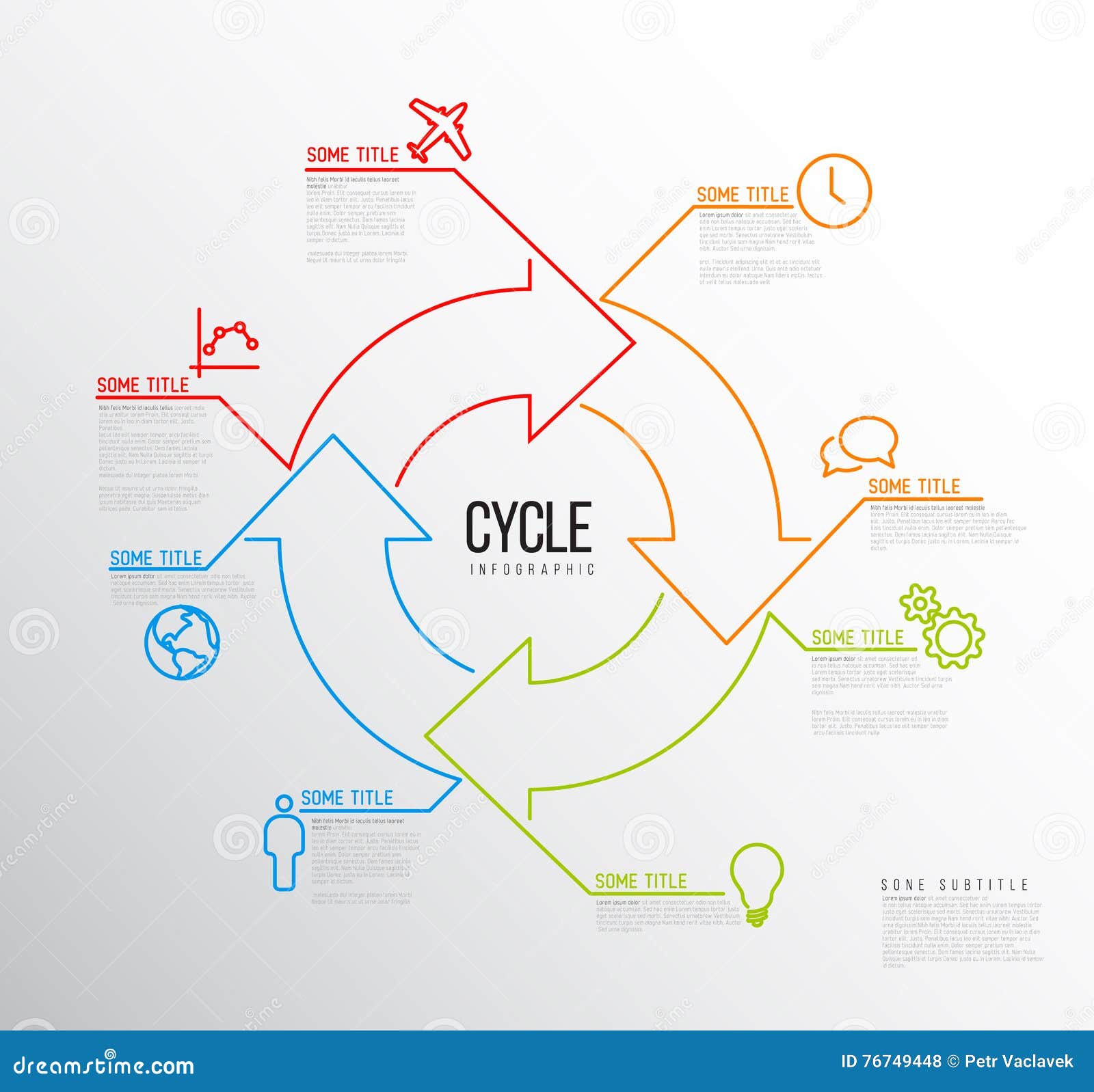 Vector Infographic Cycle Template Made from Lines and Icons Stock ...