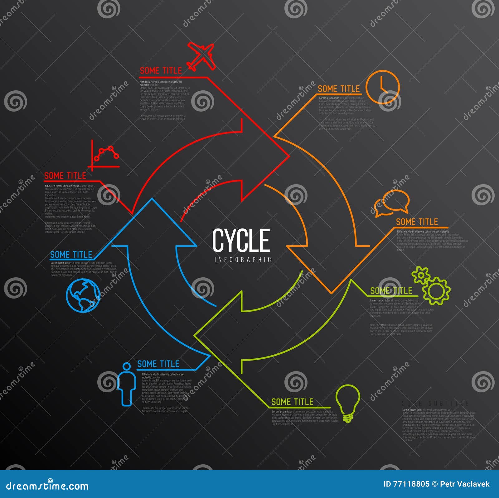 Vector Infographic Cycle Template Made from Lines and Icons Stock ...