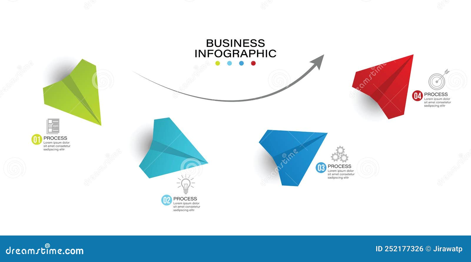 Vector Infographic Design with Paper Planes and 4 Options or Steps ...