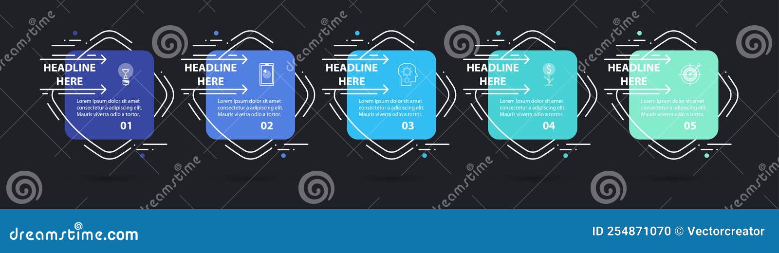 Vector Infographic Design Template with 5 Steps, Numbered Options ...