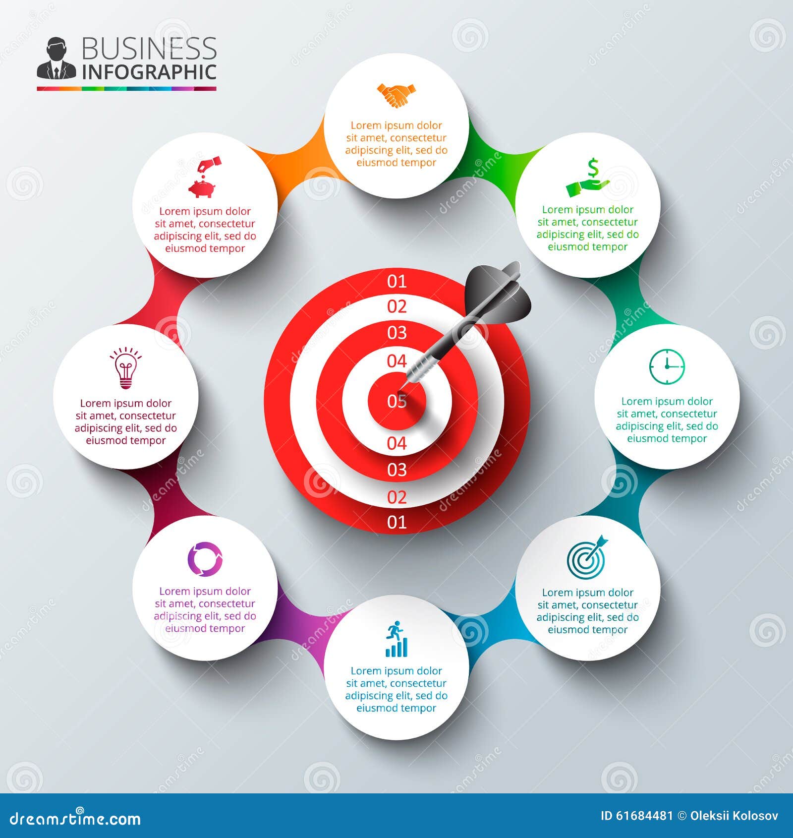 Vector Infographic Design Template with Target. Stock Vector ...