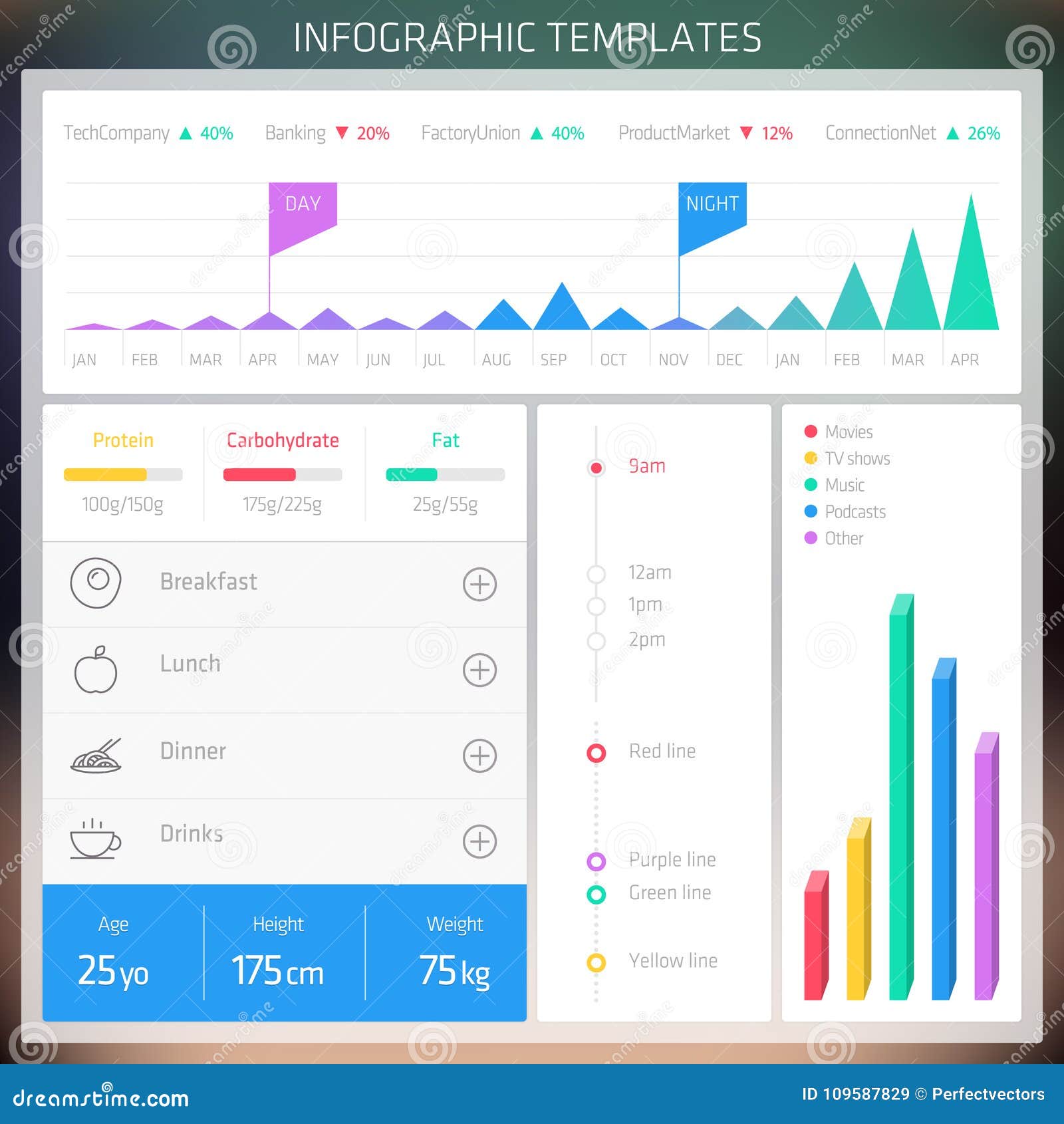 Vector Infographic Design Templates. Set of Charts and Elements. Stock ...