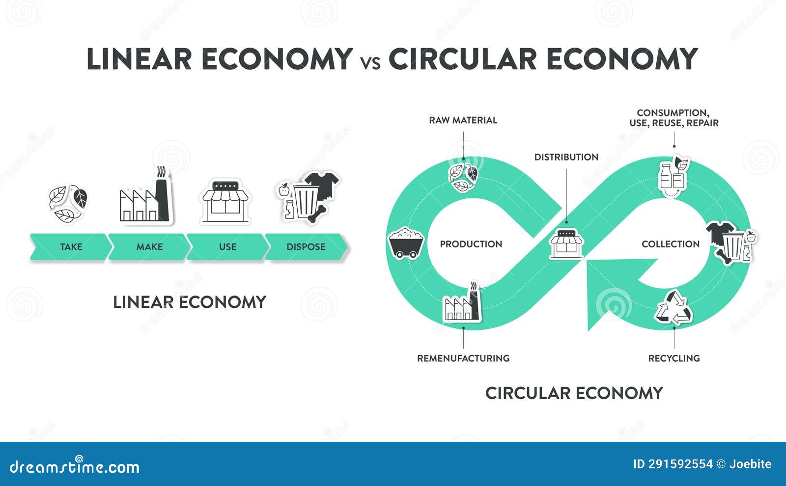The Vector Infographic Diagram of the Difference between the Circular ...