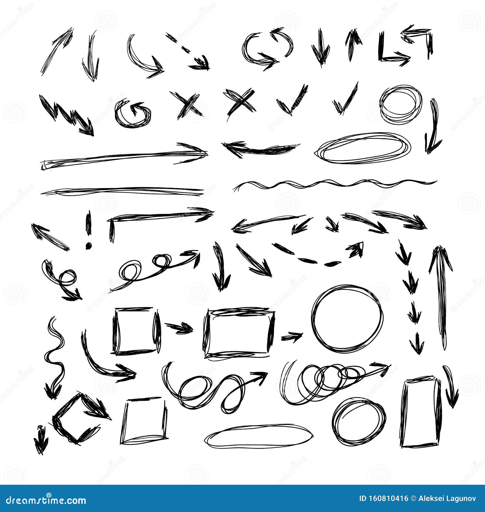 Vector Infographic Elements Collection, Scribble Lines, Hand Drawn ...