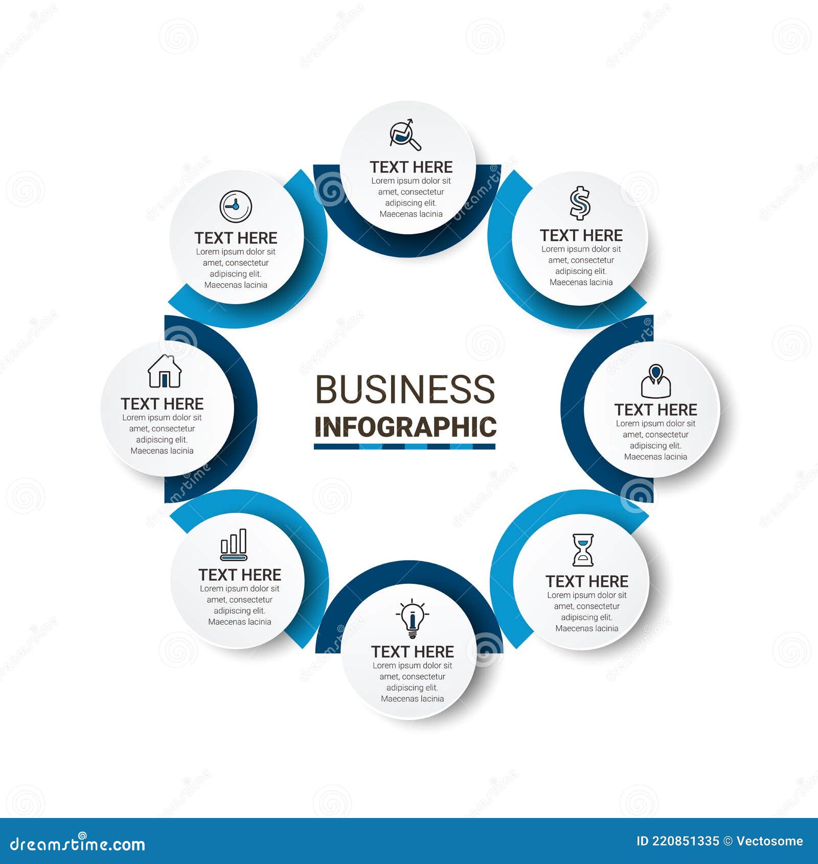 Vector Infographic Elements with Linear Icons and Place for Text Inside ...