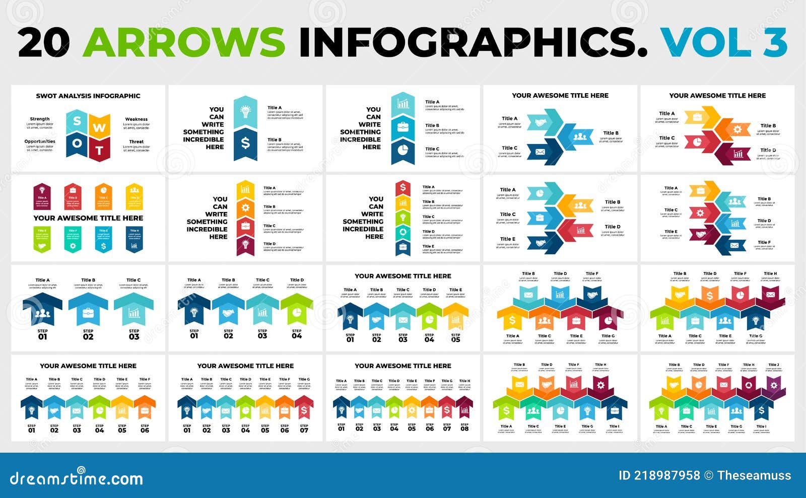 20 Arrows Vector Infographic. Part 3. Presentation Slide Templates ...