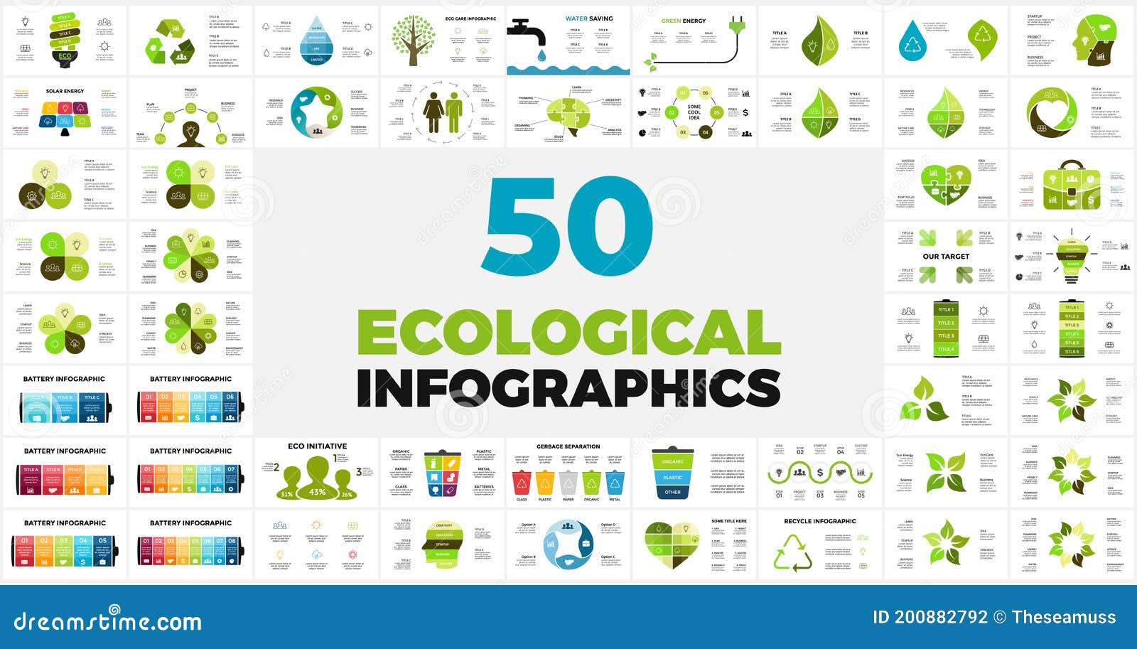 50 Ecological Infographic Templates. Presentation Slides Pack for Eco ...