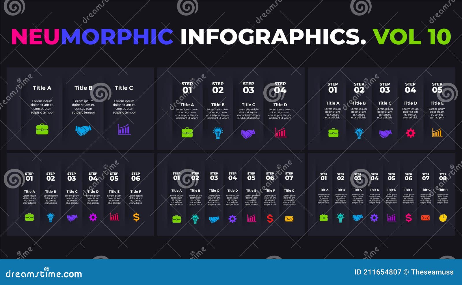 Neumorphic Vector Infographic. Presentation Slide Template. Squares ...