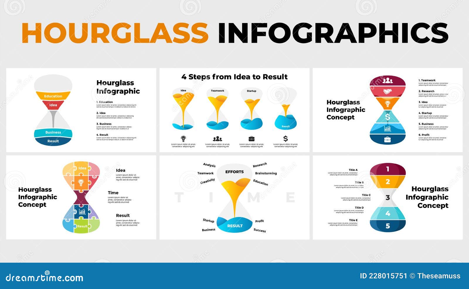 Vector Hourglass Infographics Pack. Presentation Slide Template. Time ...