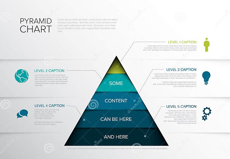 Vector Infographic Five Tier Pyramid Chart Diagram Template Stock ...