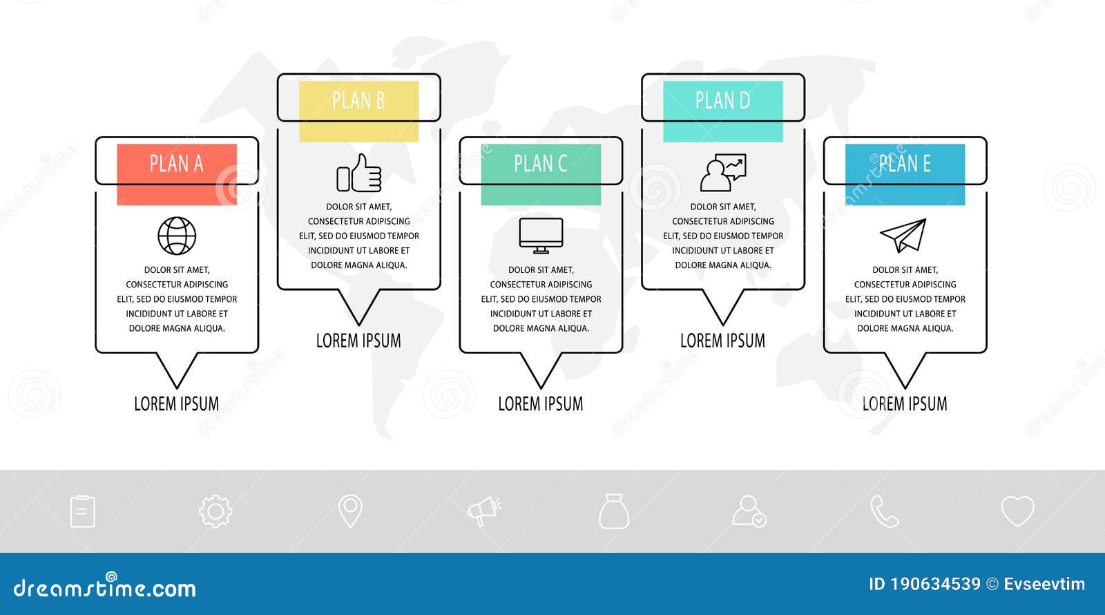 Vector Infographic Flat Template. Rectangles for Five Diagrams, Graph ...