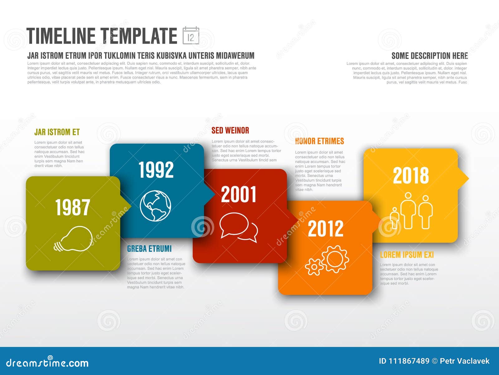 Infographic Horizontal Dark Timeline Report Template Cartoon Vector ...