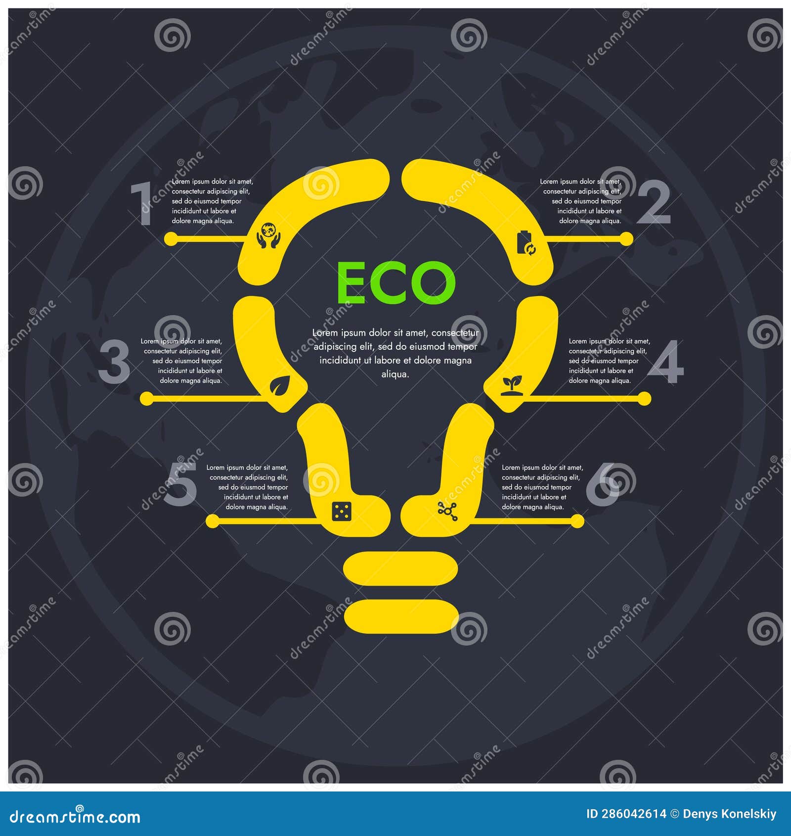 Vector Infographic with the Image of a Light Bulb Stock Vector ...