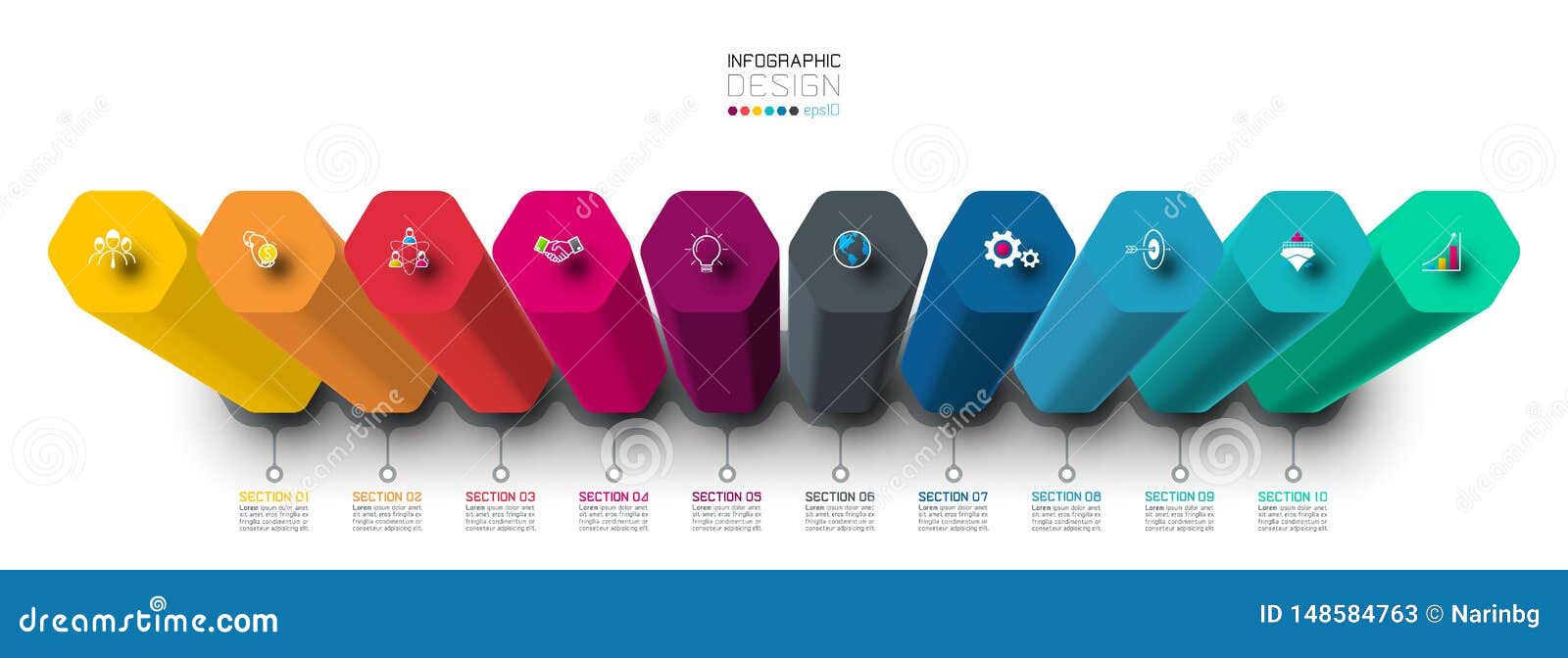 Vector Infographic Label Design with Hexagon Columns Design Stock ...