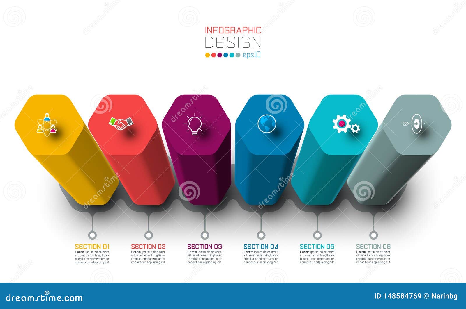 Vector Infographic Label Design with Hexagon Columns Design Stock ...