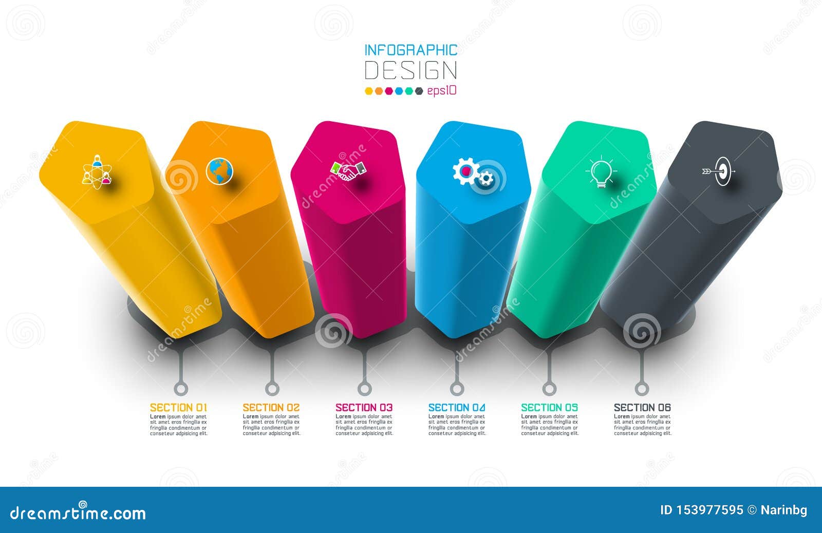 Vector Infographic Label Design with Hexagon Columns Design Stock ...