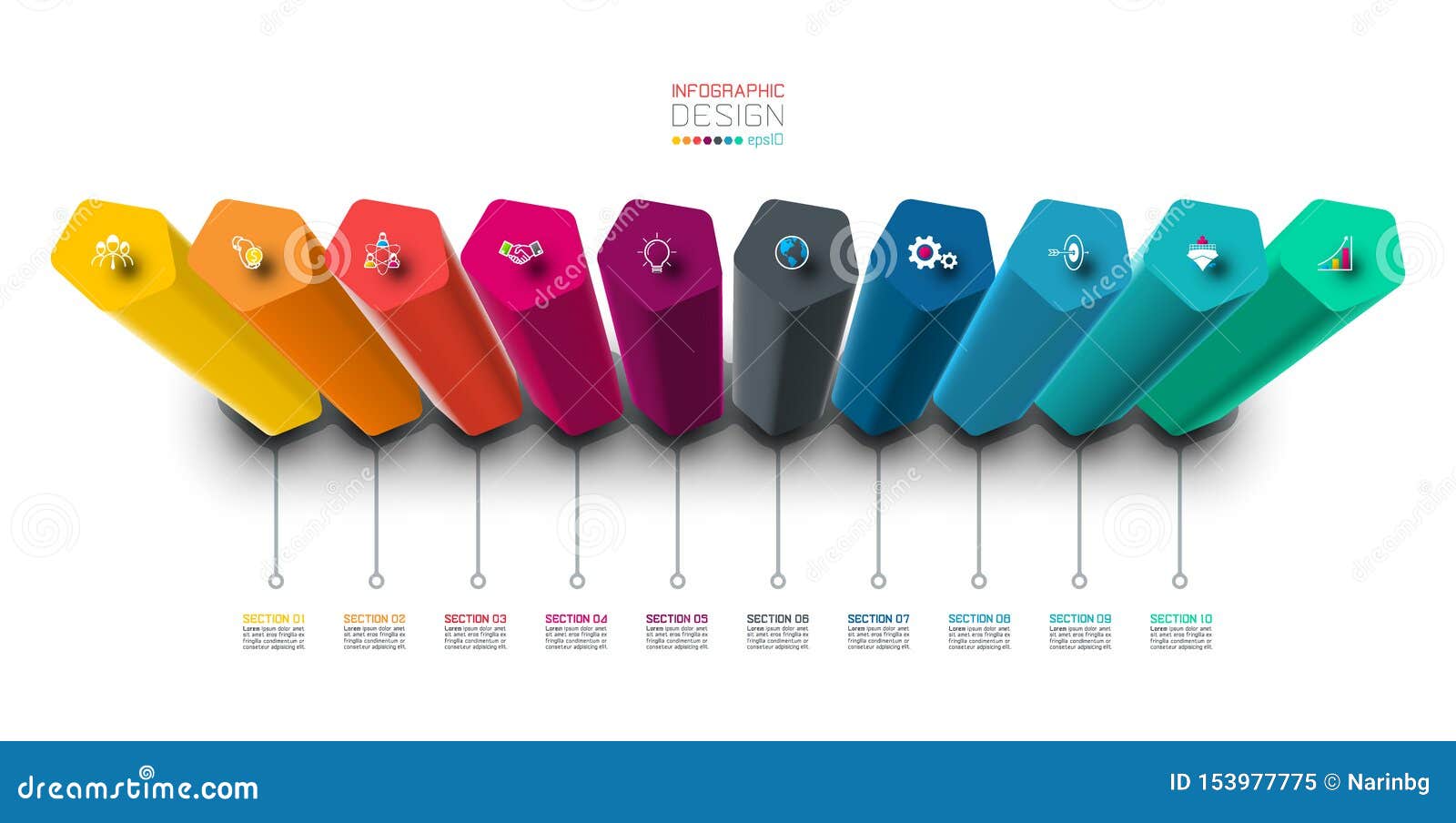 Vector Infographic Label Design with Hexagon Columns Design Stock ...