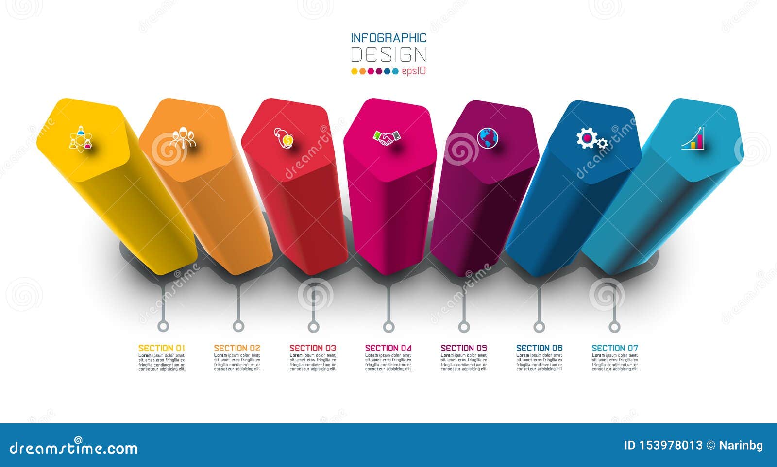 Vector Infographic Label Design with Hexagon Columns Design Stock ...