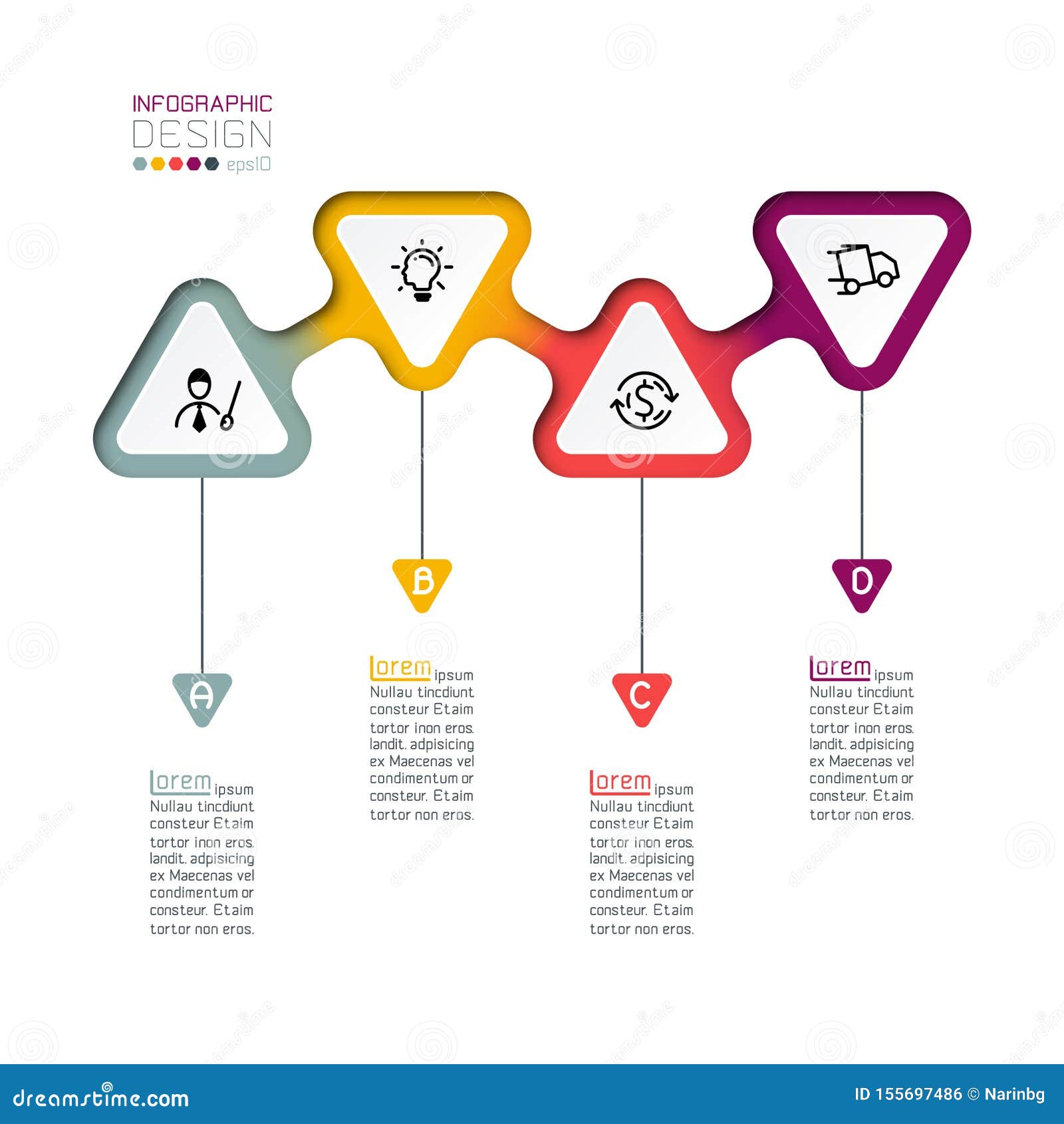 Vector Infographic Label Design with Triangle Column Designs Stock ...