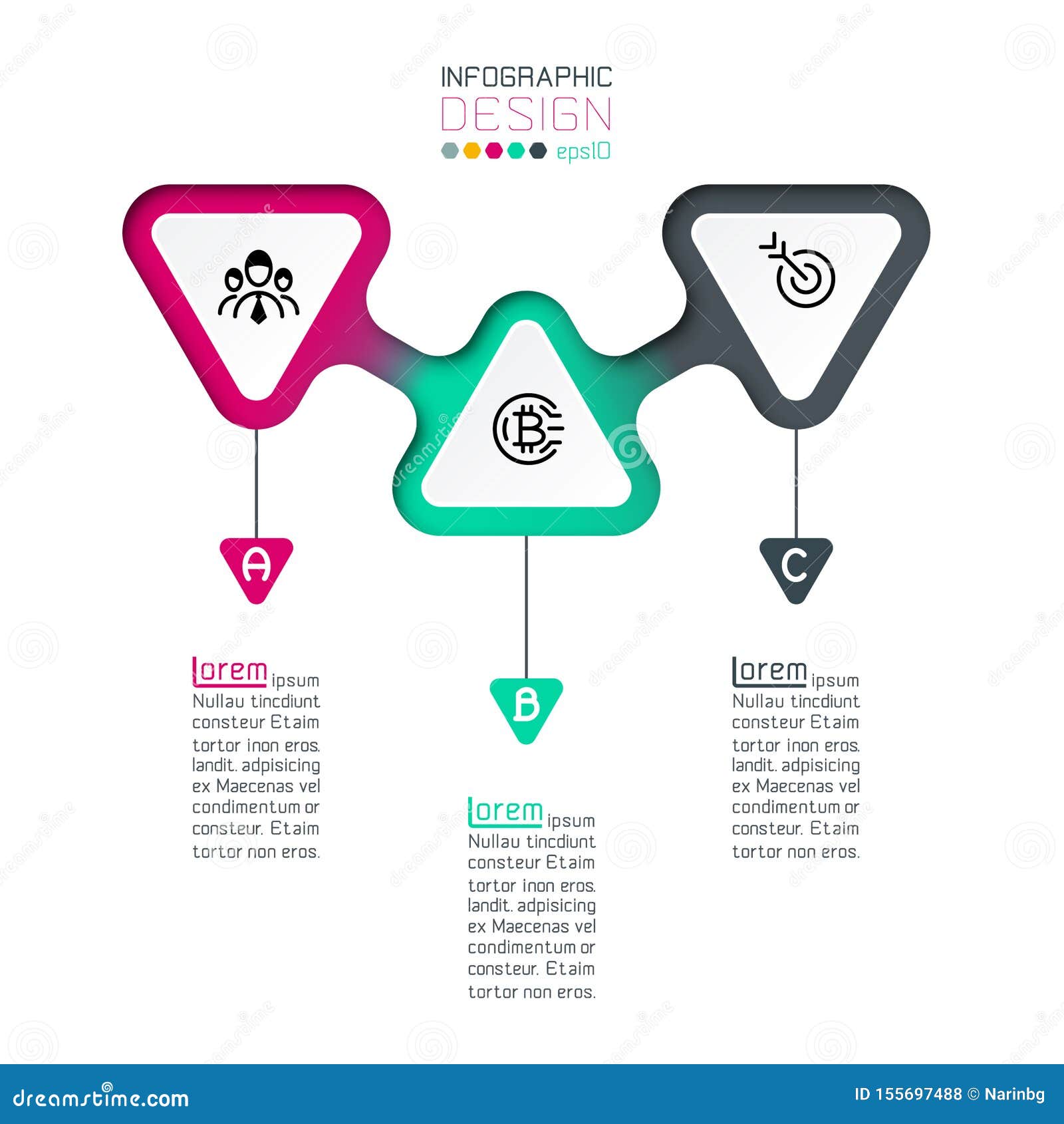 Vector Infographic Label Design with Triangle Column Designs Stock ...