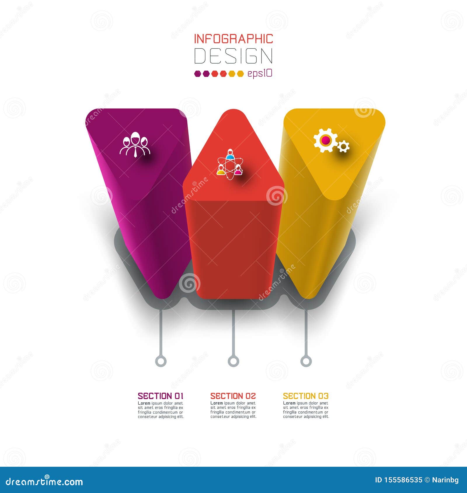 Vector Infographic Label Design with Triangle Column Designs Stock ...