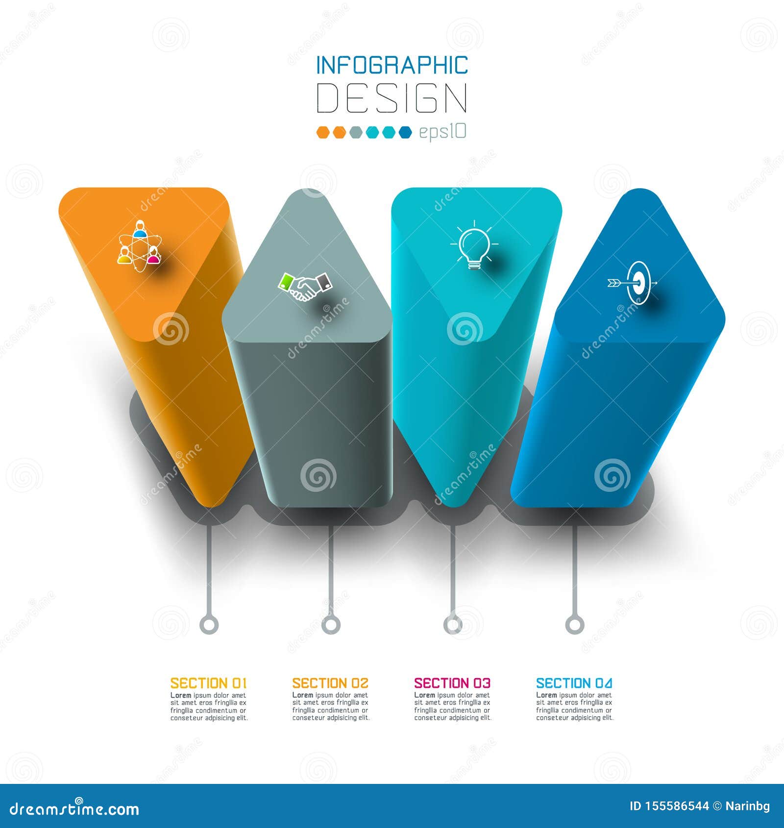 Vector Infographic Label Design with Triangle Column Designs Stock ...