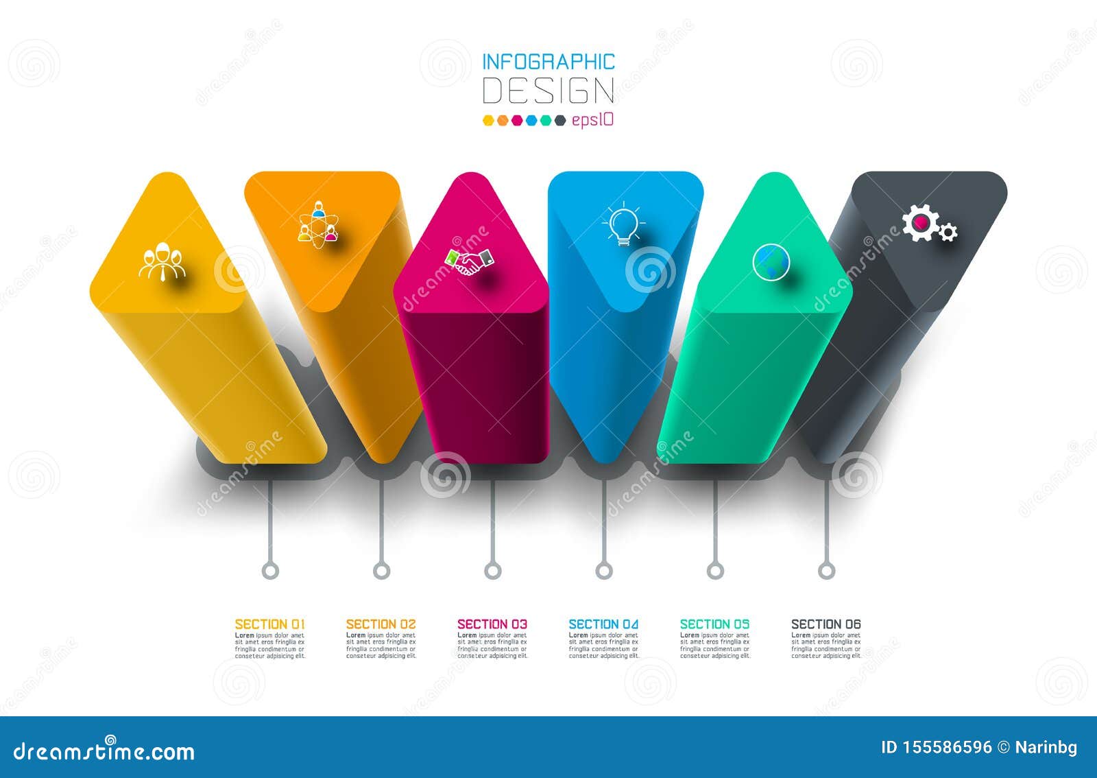 Vector Infographic Label Design with Triangle Column Designs Stock ...