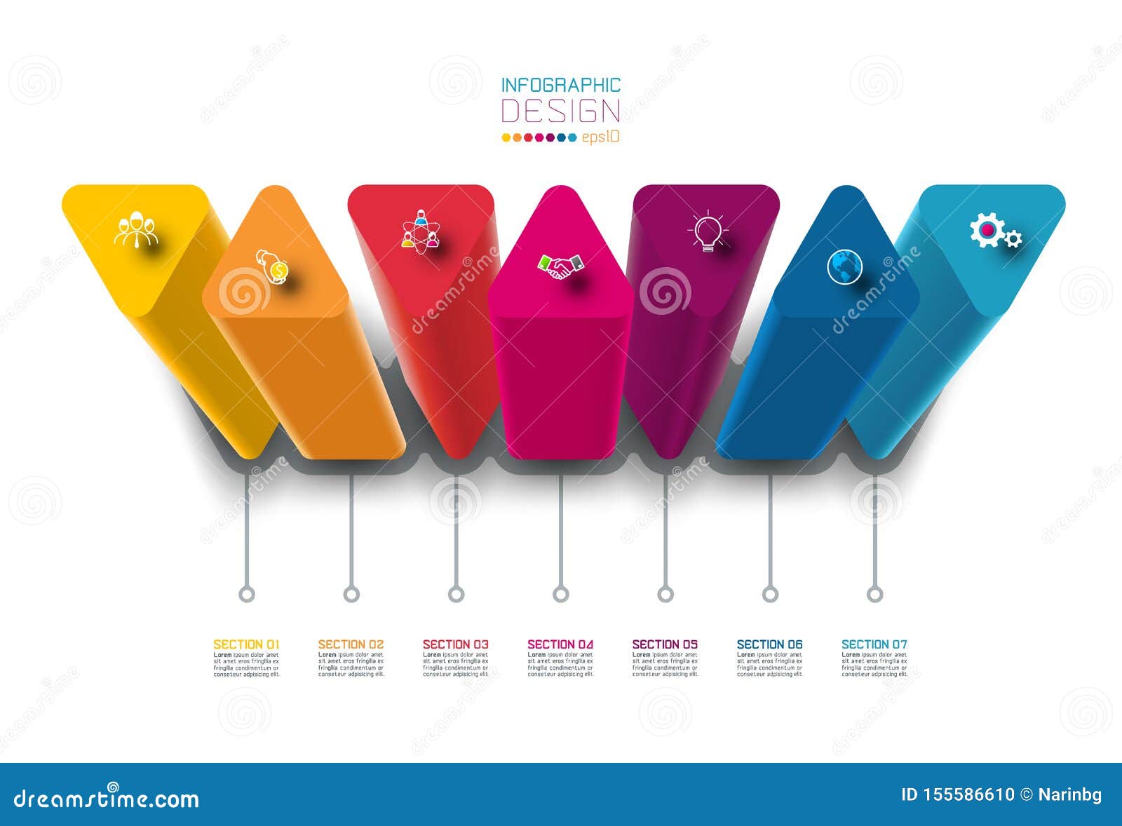 Vector Infographic Label Design with Triangle Column Designs Stock ...