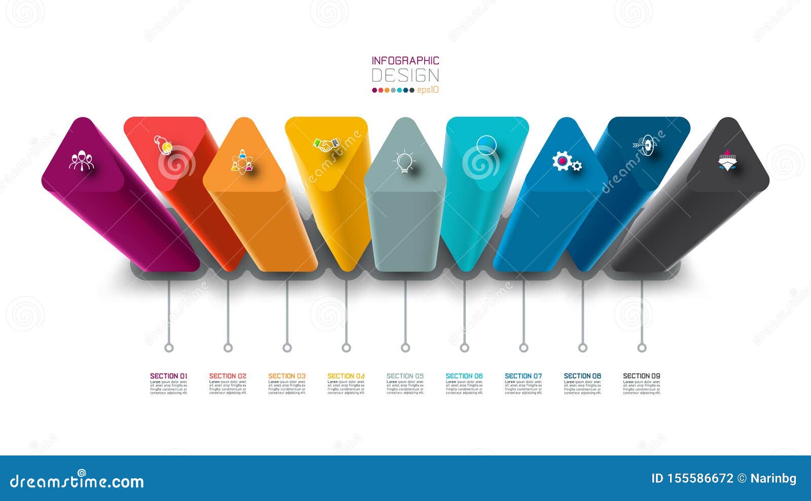 Vector Infographic Label Design with Triangle Column Designs Stock ...