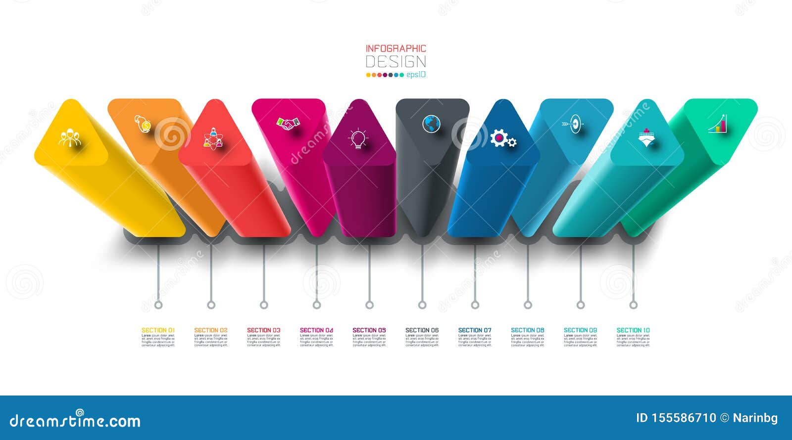 Vector Infographic Label Design with Triangle Column Designs Stock ...