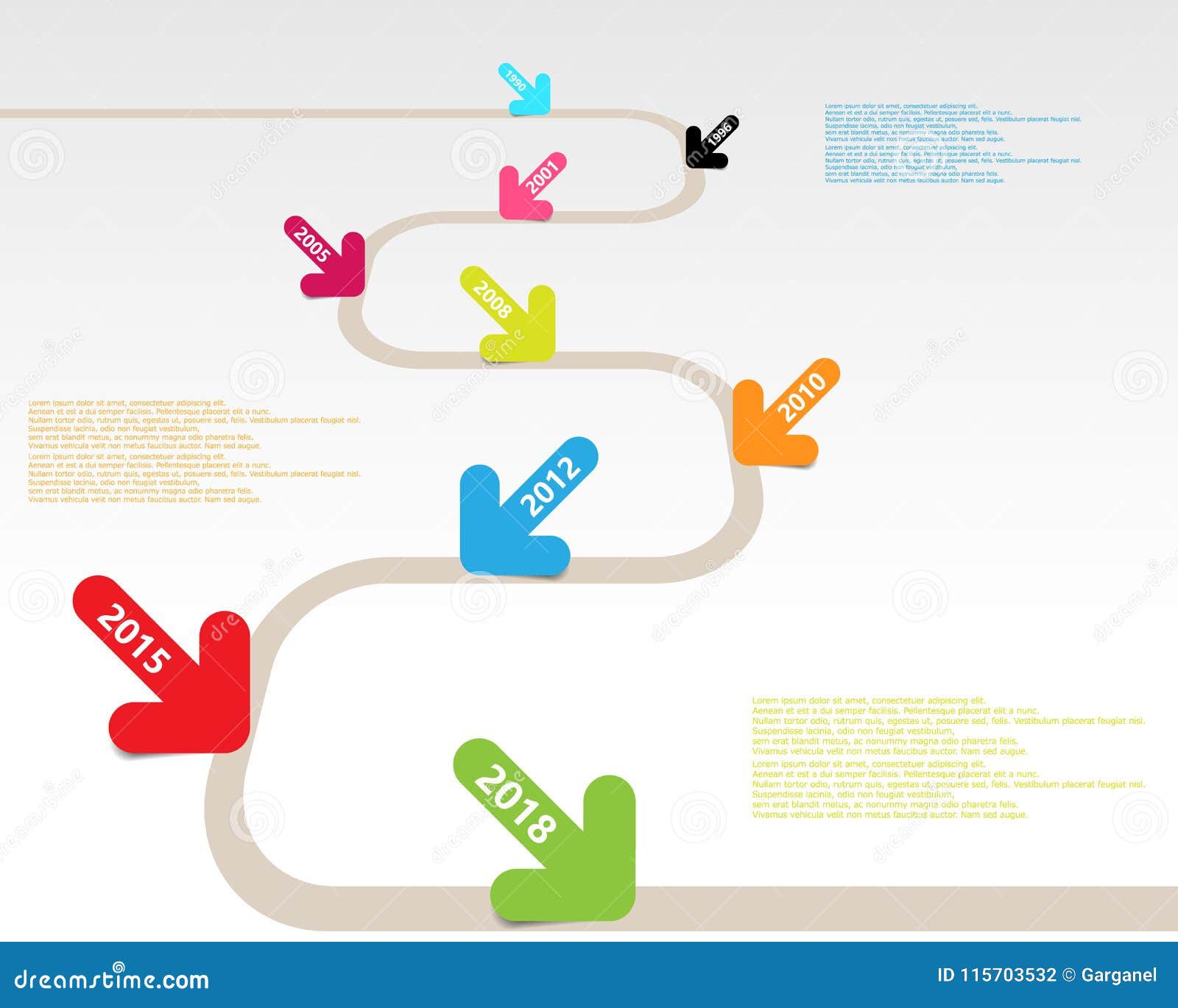 Vector Infographic Milestones Timeline Template with Pointers Stock ...