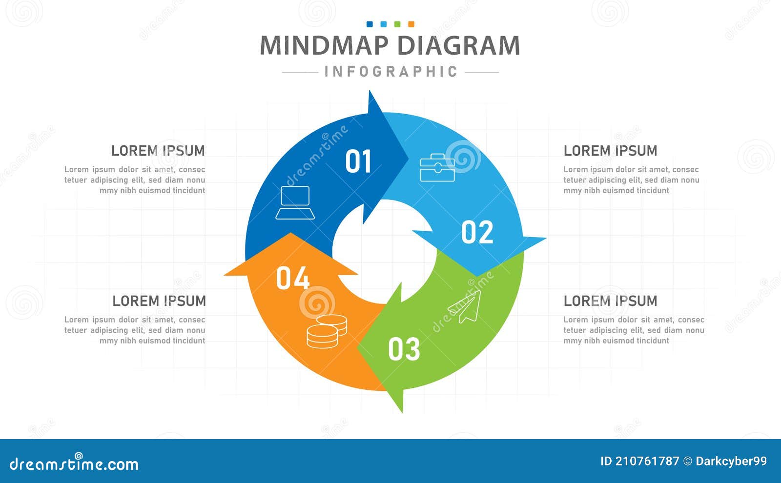 Infographic 4 Steps Modern Mindmap Diagram with Cycles. Stock Vector ...