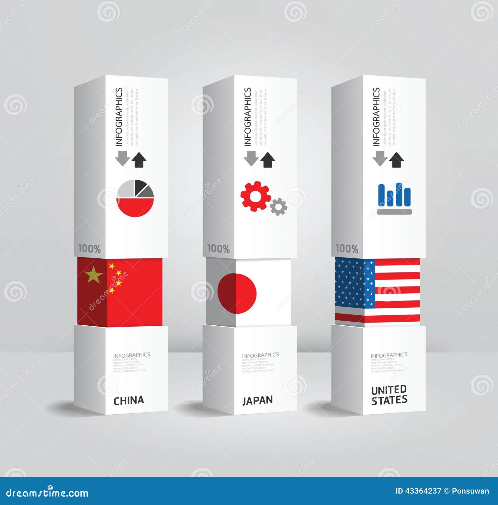 Vector Infographic Modern Box National Design Minimal Style. Stock ...