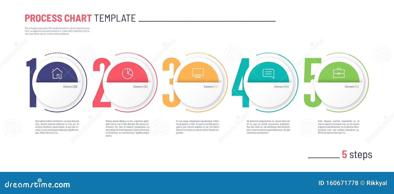 Vector Infographic Numbered Process Chart Template. Five Steps Stock ...